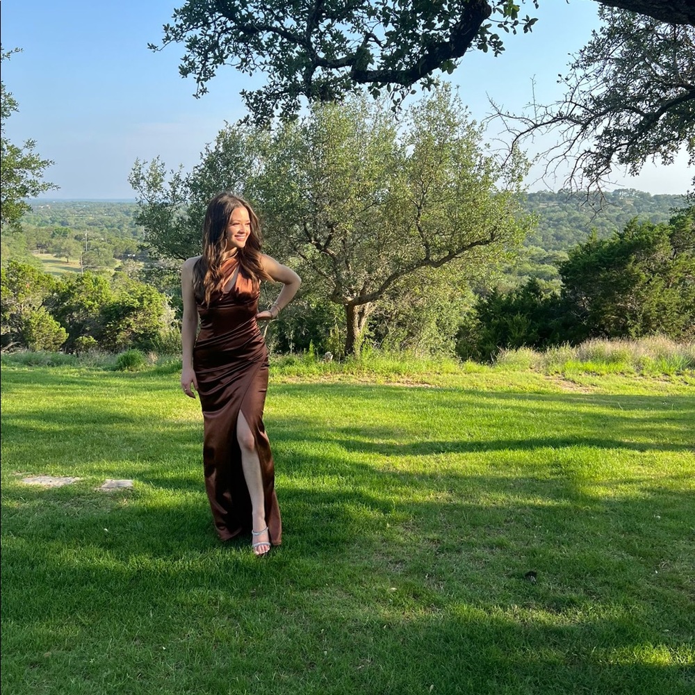 Windsor Brenda One-Shoulder Formal Dress - Brown - Gem